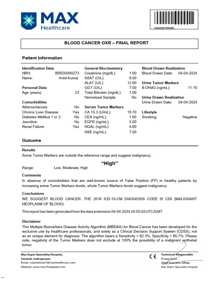 04-04-2024 Ankit Report | PDF | Biomarker | Neoplasms