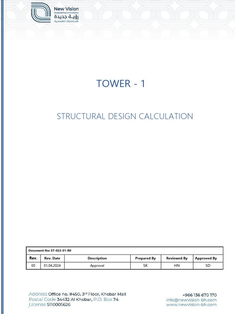 Tower-1 Design Report | PDF | Structural Load | Civil Engineering