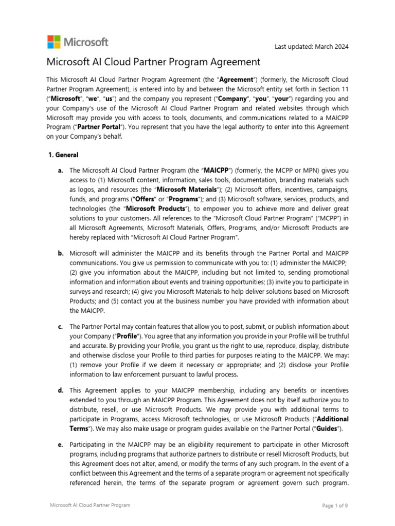 Microsoft-AI-Cloud-Partner-Program-Agreement March 2024 | PDF | Indemnity | Taxes