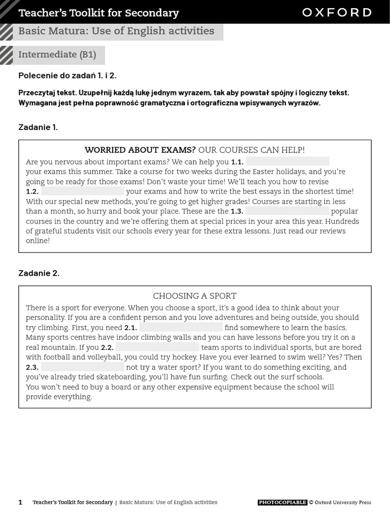 Teachers Toolkit Basic Matura Use of English Activities | PDF | Carnival