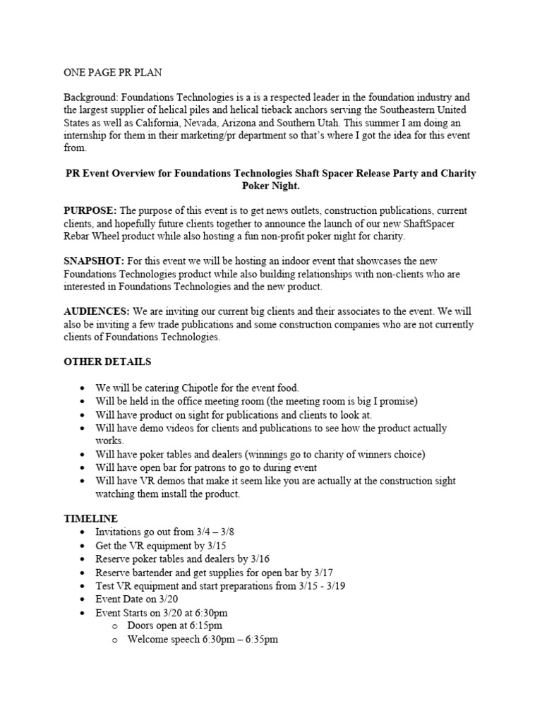 Foundations Mock Event Plan | PDF | Law