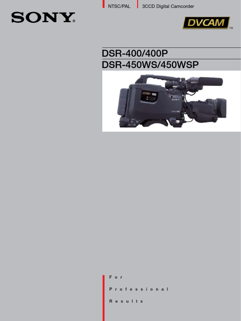 DSR-400/400P DSR-450WS/450WSP: 3CCD Digital Camcorder Ntsc/Pal | PDF ...
