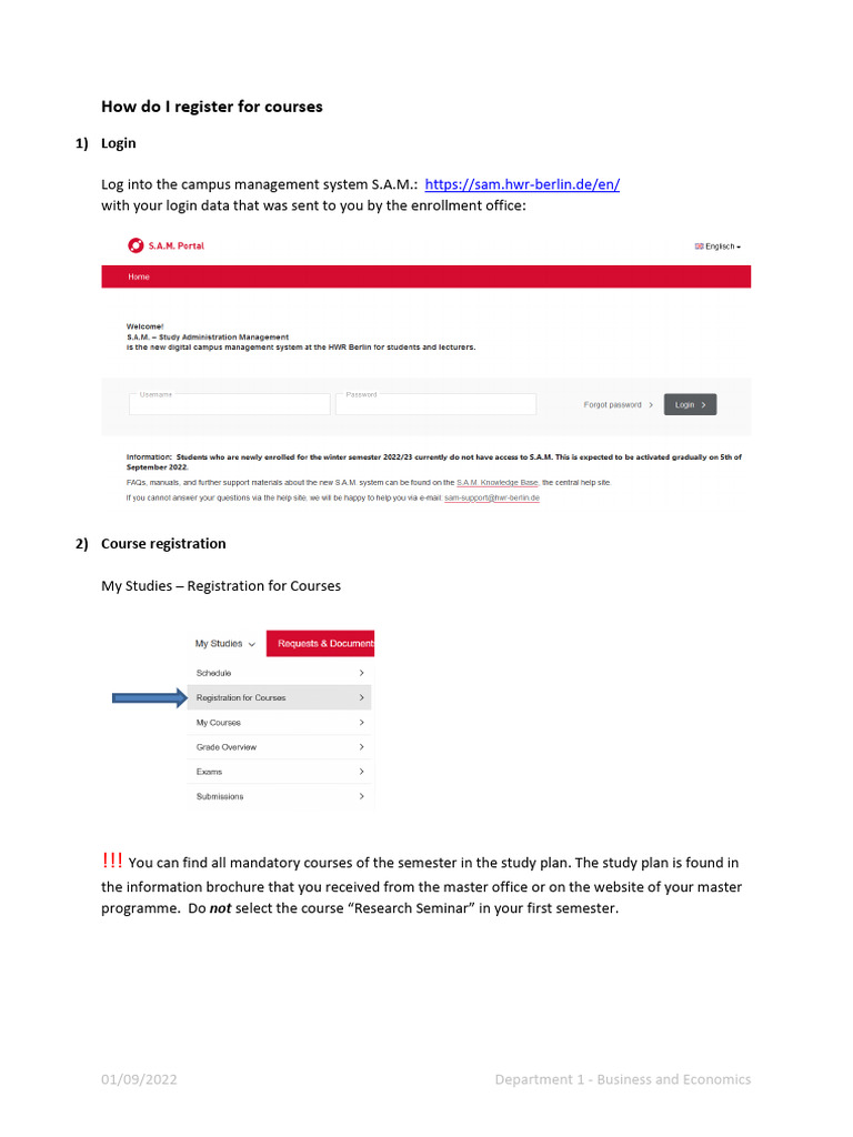 Course Registration Guide HWR Berlin | PDF | Career & Growth | Business