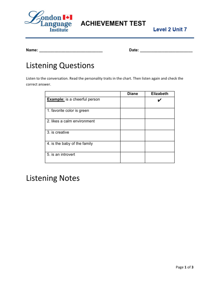 Corhuila Level 2 Unit 7 Assessment Handout | Download Free PDF | Extraversion And Introversion ...