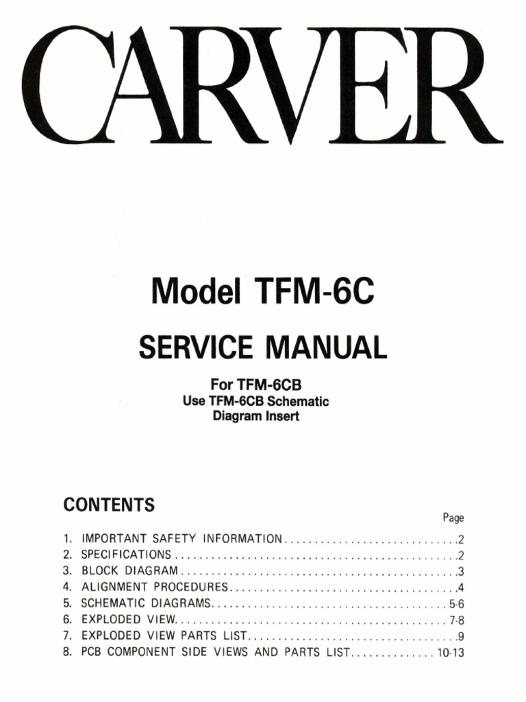 Carver Tfm-6c SM | PDF