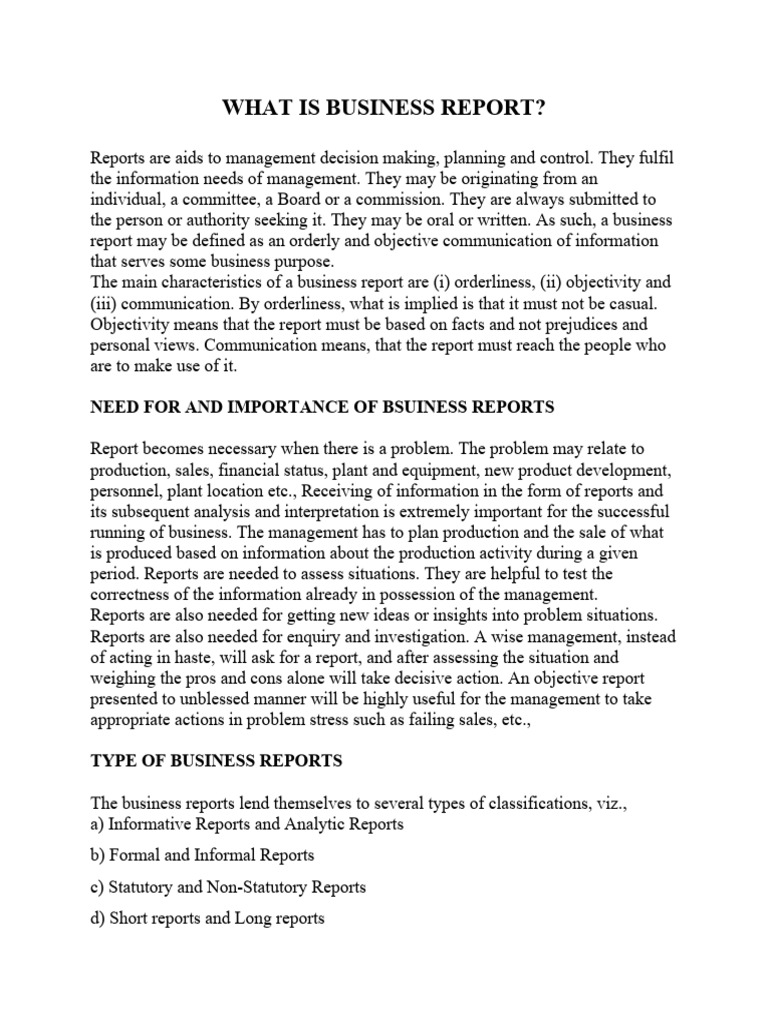 Business Reports | PDF | Information | Memorandum