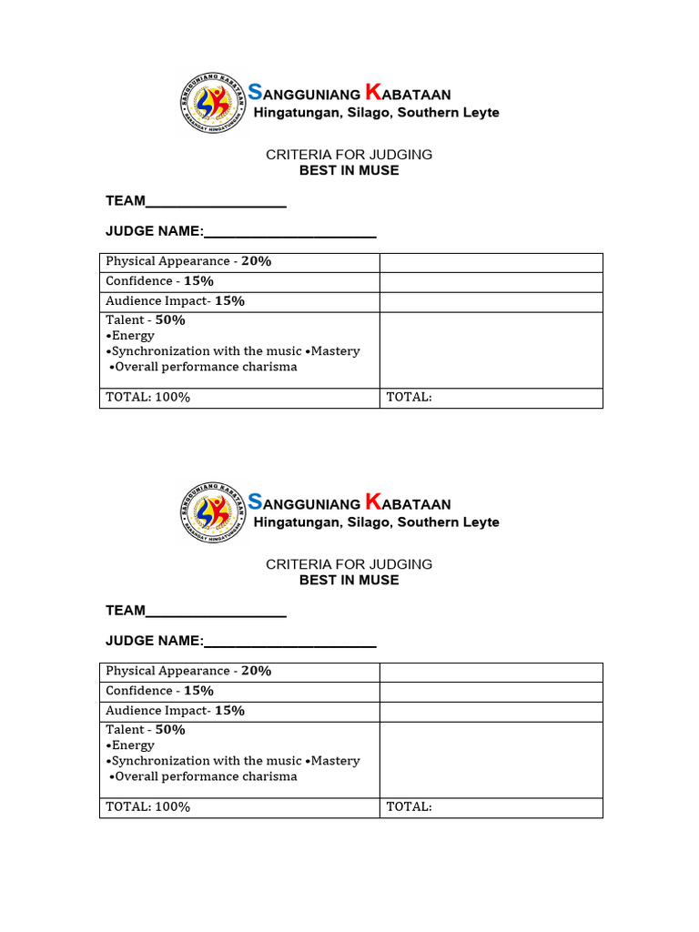 CRITERIA For MUSE Contst | PDF