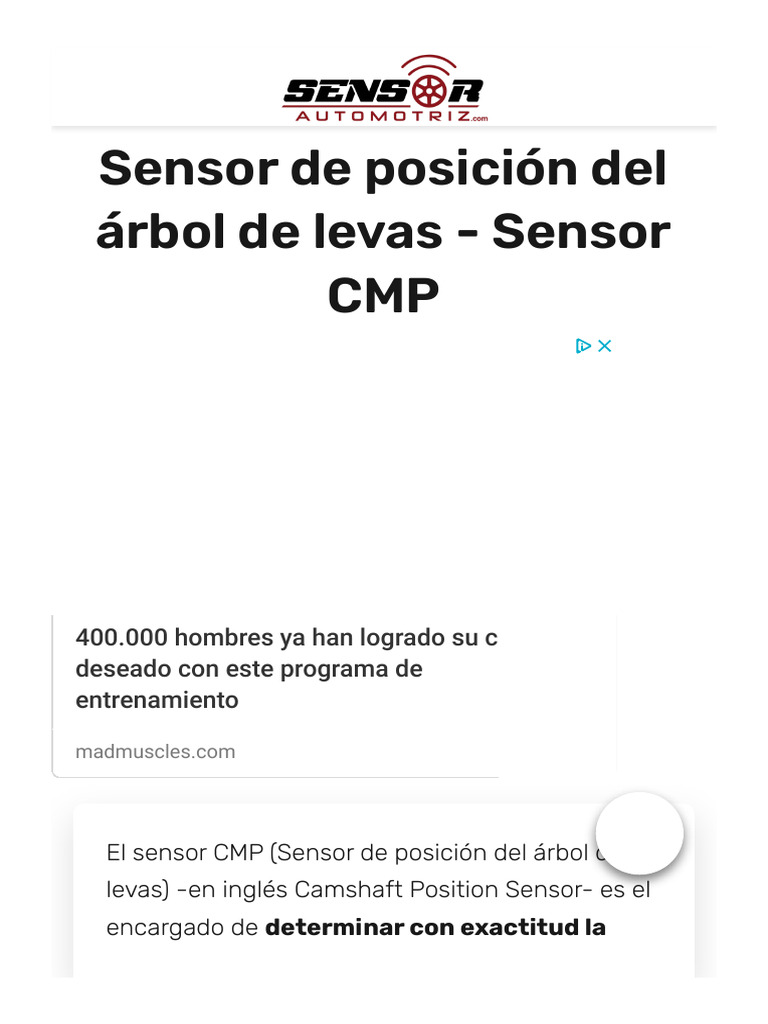 Sensor Cmp Guía 2022 Funcionamiento Y Fallas Pdf Inyección De