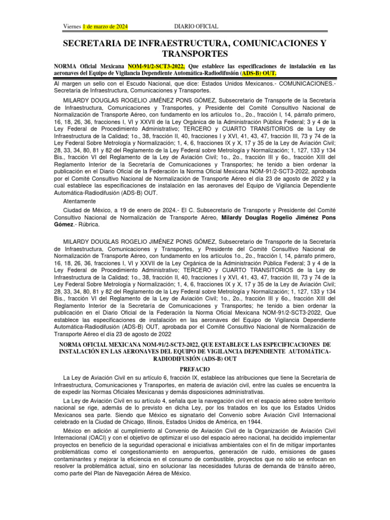 Norma Oficial Mexicana NOM-912-SCT3-2022 | PDF | Control de tráfico ...