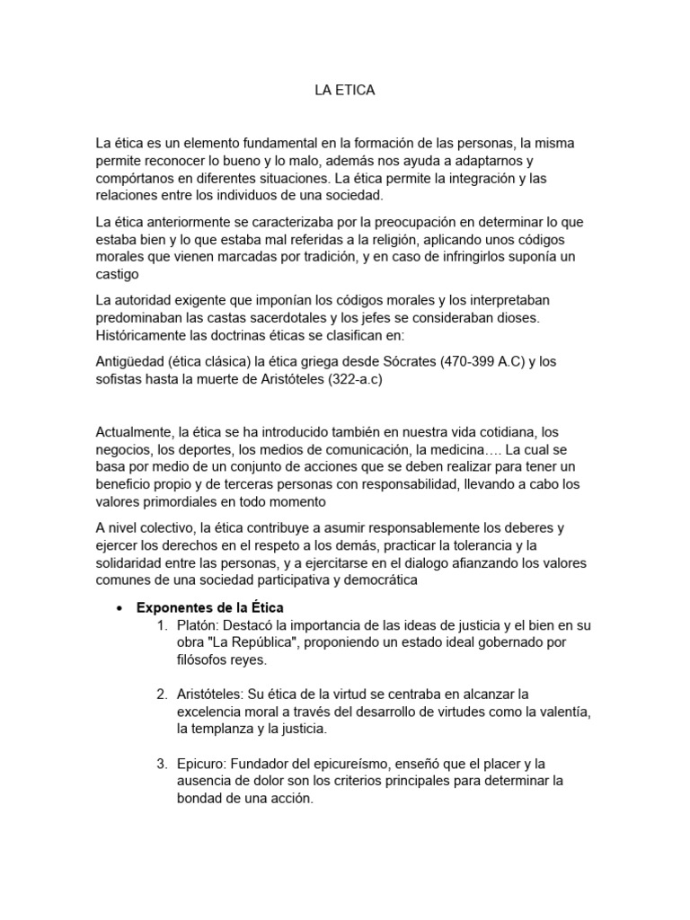 LA ETICA | PDF | Moralidad | Virtud