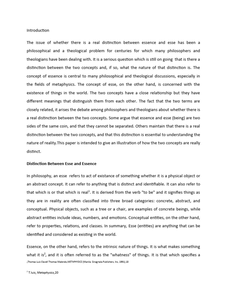 A Real Distinction Between Entity and Essence Cat | PDF | Essence | Existence