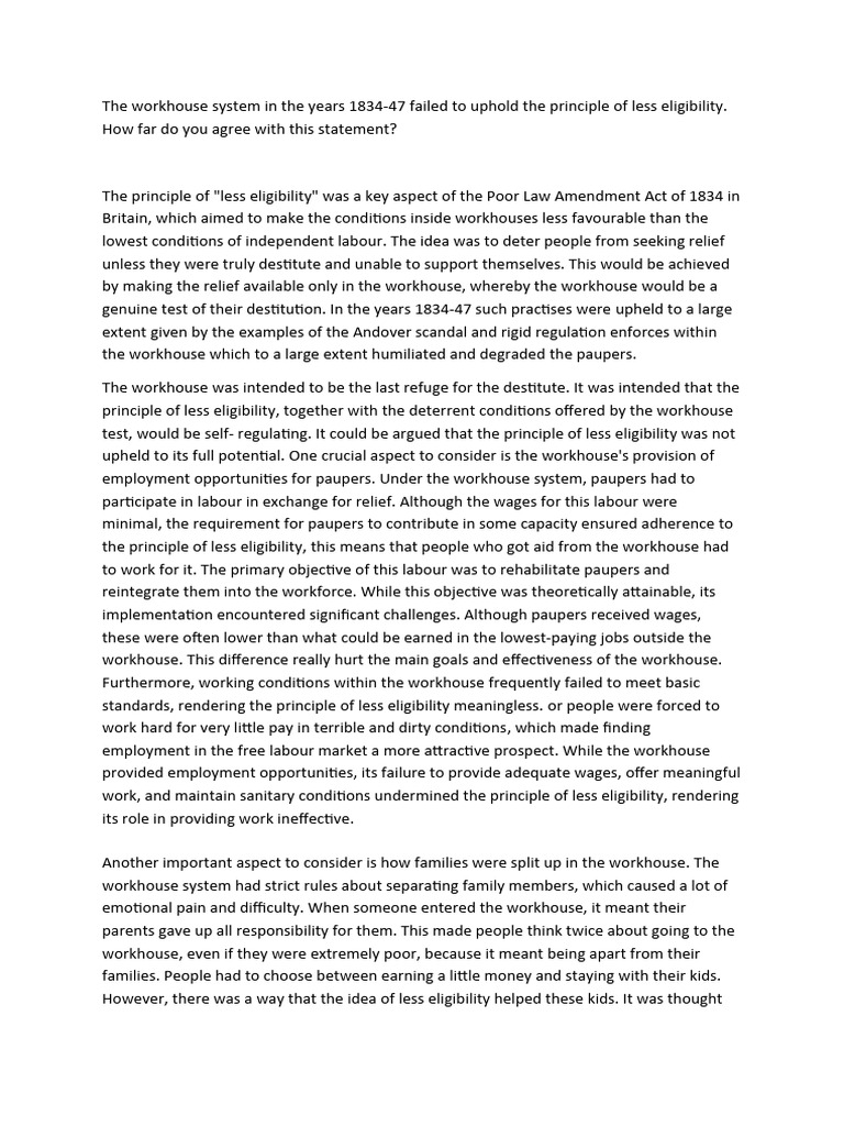 The Principle of Less Eligibility Was A Key Aspect of The Po | PDF ...