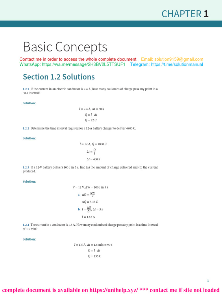 Solutions For Problems and Exercises Basic Engineering Circuit Analysis 12th Edition by Irwin ...