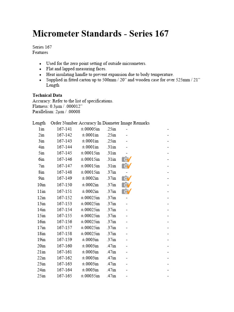 Mitutoyo Micrometer Standards Series 167 | PDF | Thermodynamics ...