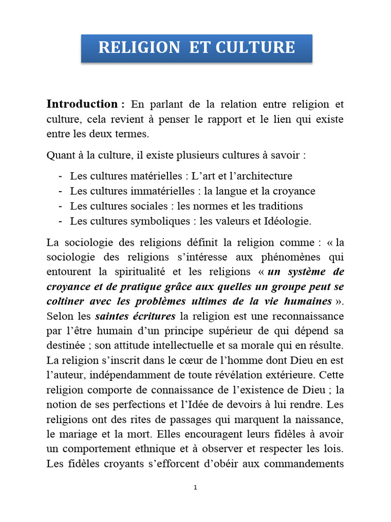 Religion et Culture : Interactions et Impact | PDF | Dieu | Sumer