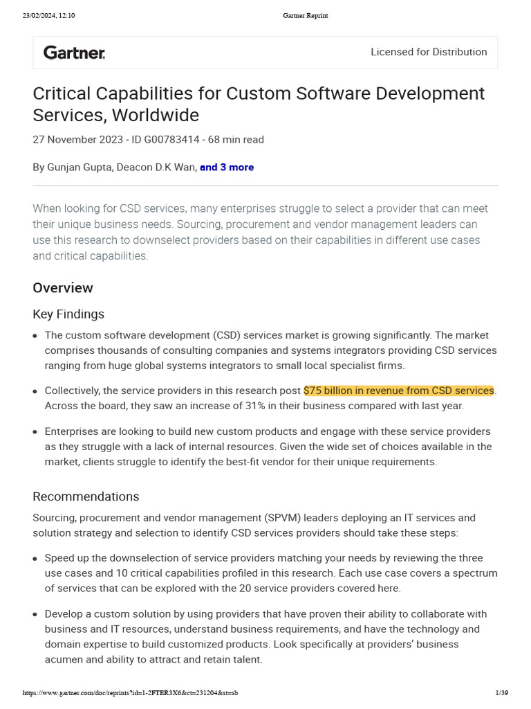 Gartner Critical Capabilities | PDF | Cloud Computing | Agile Software ...