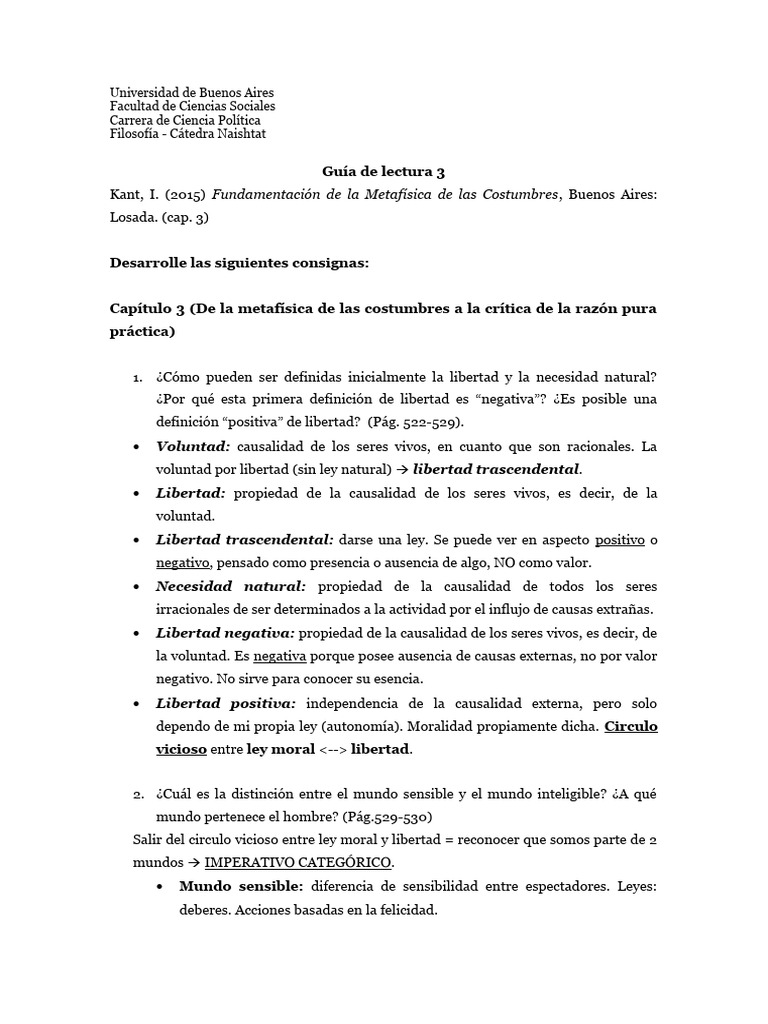 Libertad y necesidad en Kant | PDF | Immanuel Kant | Razón