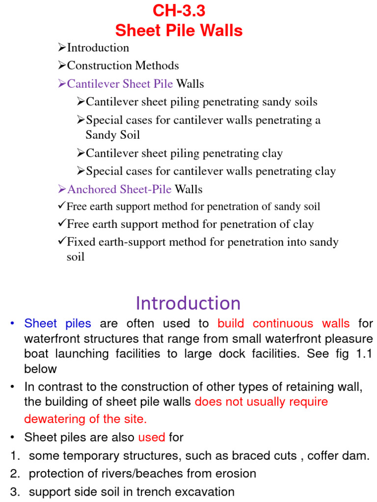 Cantilever Sheet Pile Wall Design Guide | PDF | Deep Foundation | Sheet ...