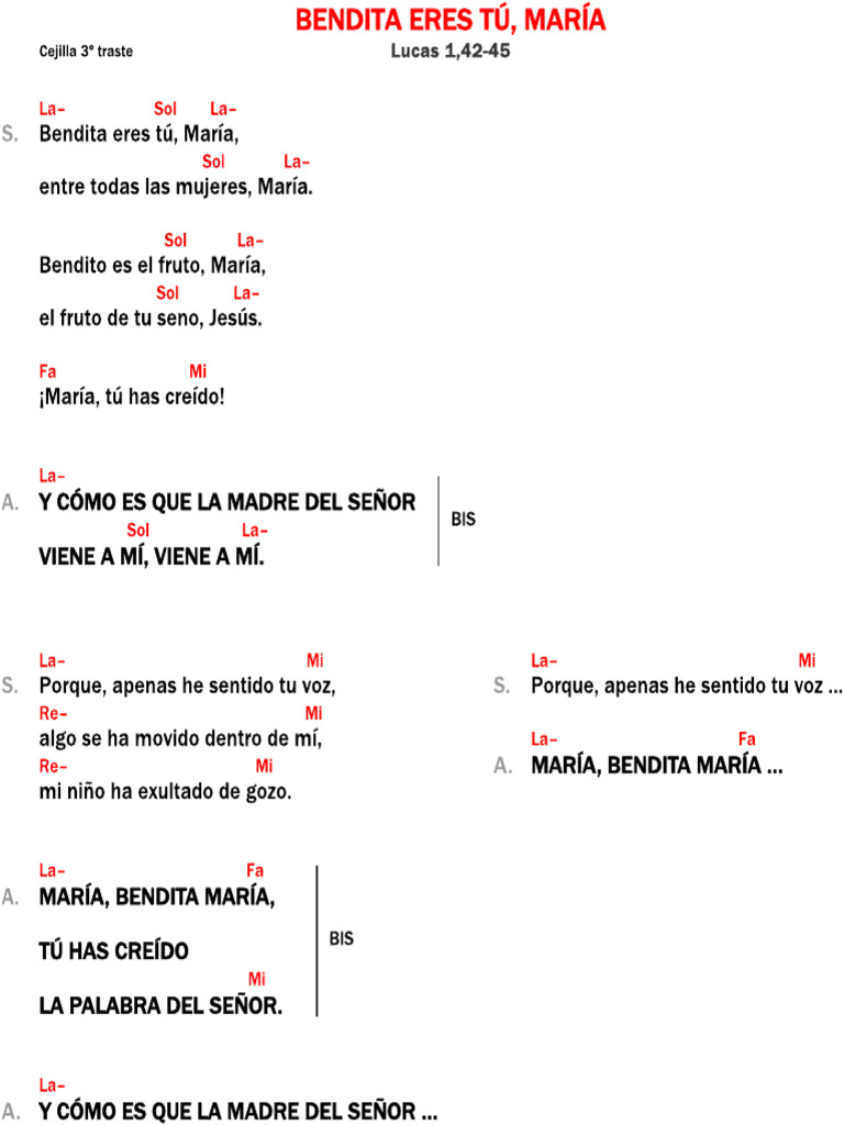Bendita Eres Tu, Maria | PDF