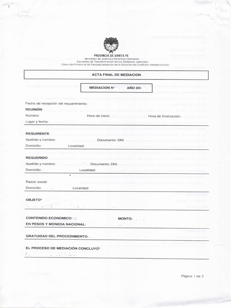 Acta Final de Mediación | PDF