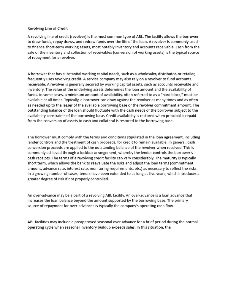 Revolving Line of Credit | PDF | Line Of Credit | Finance & Money ...