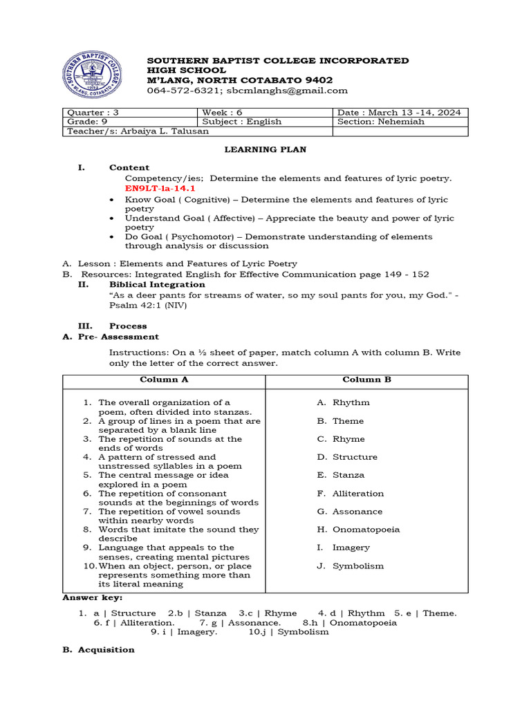 Elements and Features of Lyric Poetry | PDF | Poetry | Romanticism