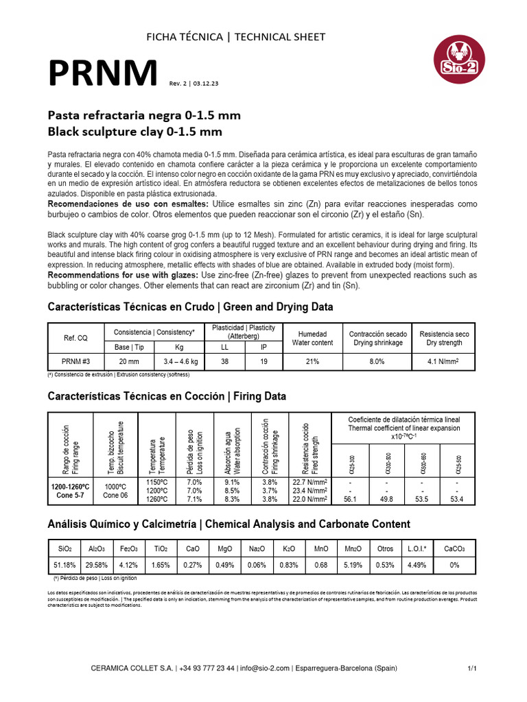 Es - Ficha Técnica PRNM | PDF | Elementos químicos | Rieles