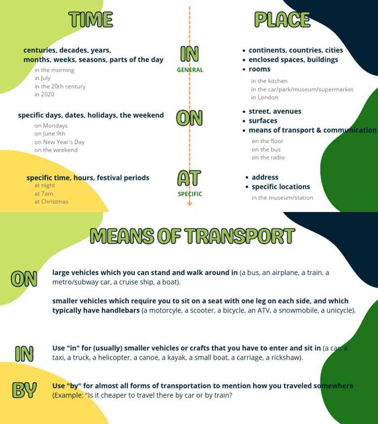 Understanding Time and Transport Prepositions | PDF