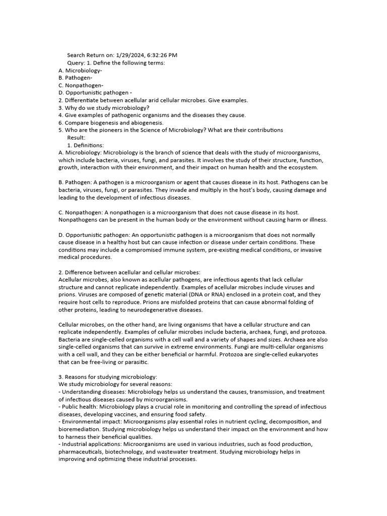 Micro Assignment | PDF | Pathogen | Infection