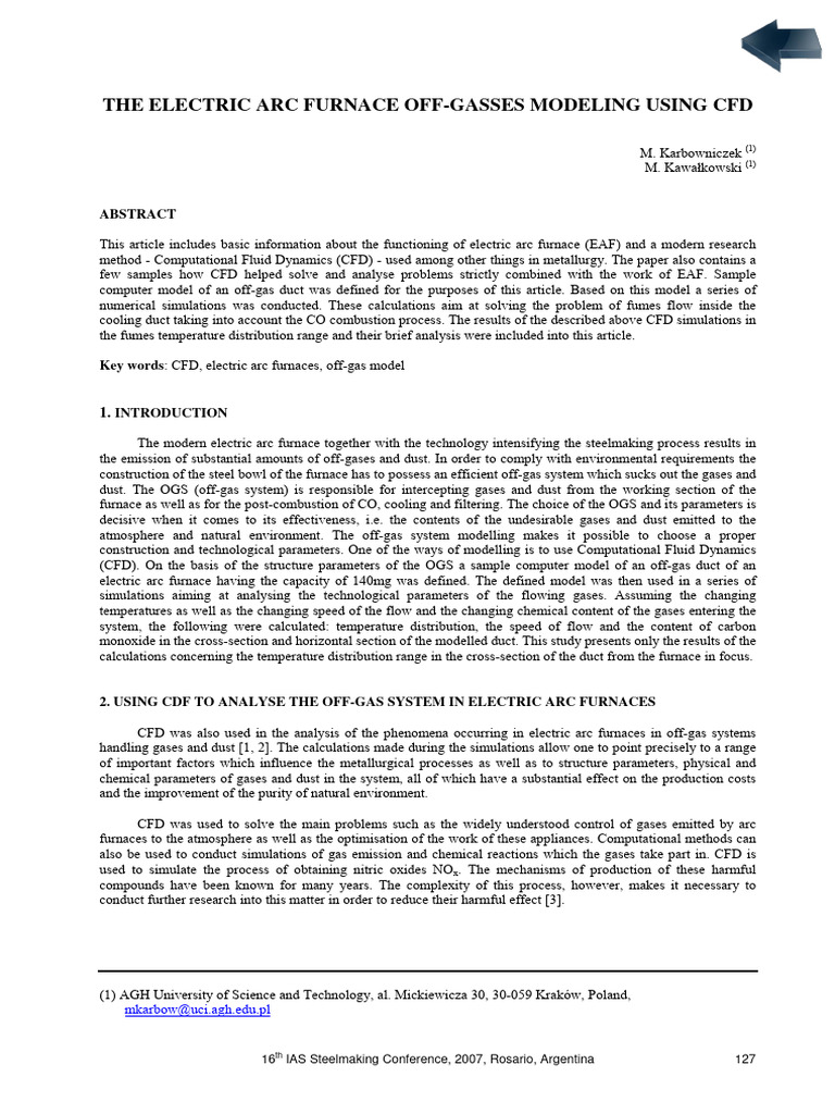 CFD Modeling of EAF Off-Gas Systems | PDF | Computational Fluid ...