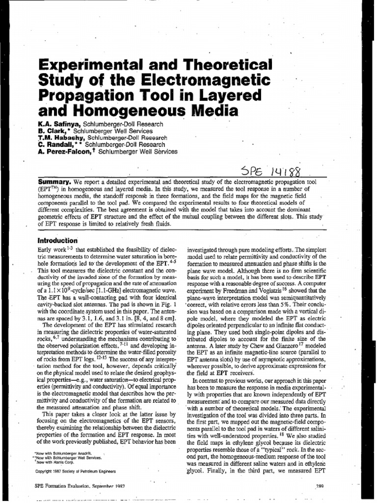Experhental and Theoretical Study of The Electromagnetic Propagation ...