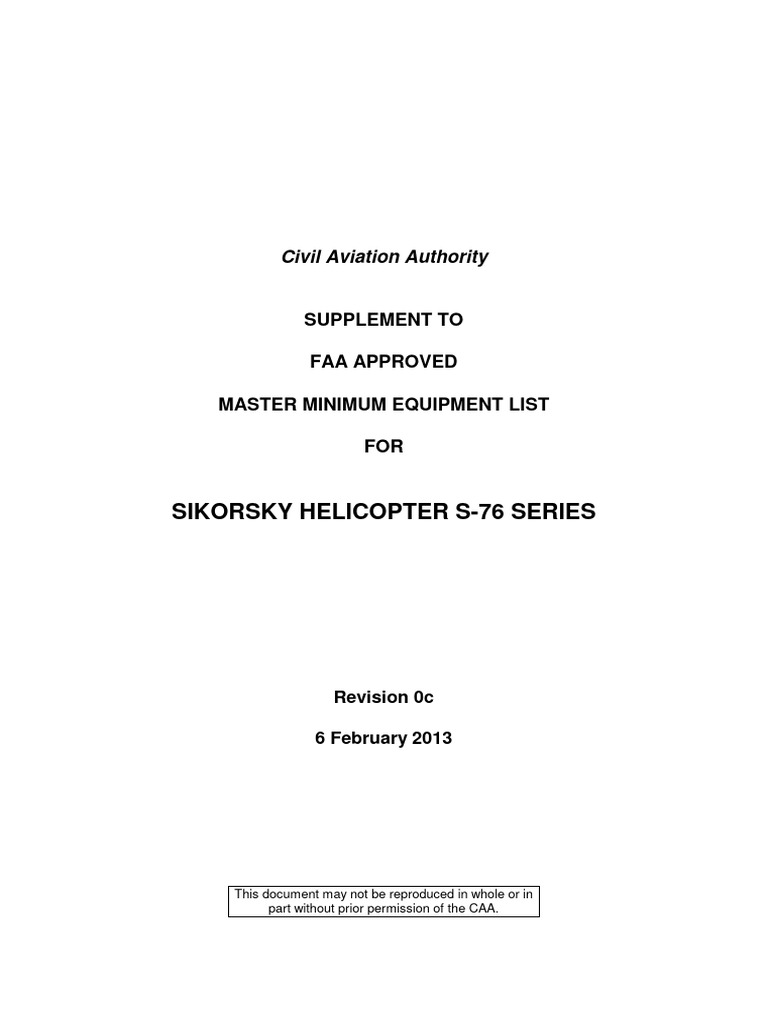 S-76 Helicopter MMEL Supplement | PDF | Federal Aviation Administration ...