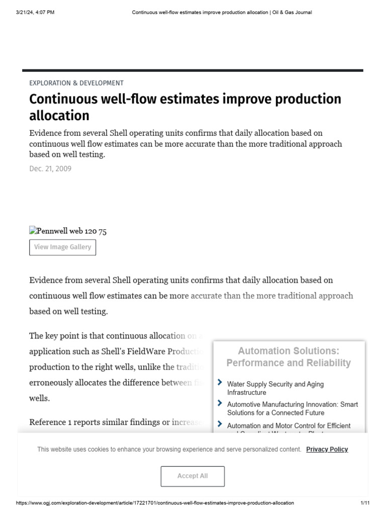 Continuous Well-Ow Estimates Improve Production Allocation: Exploration ...