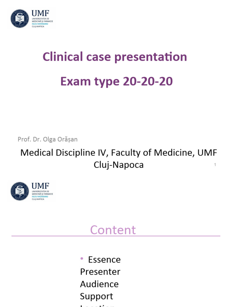 Prezentare de Caz Clinic Tip Examen 20-20-20 Engl Adela | Download Free ...