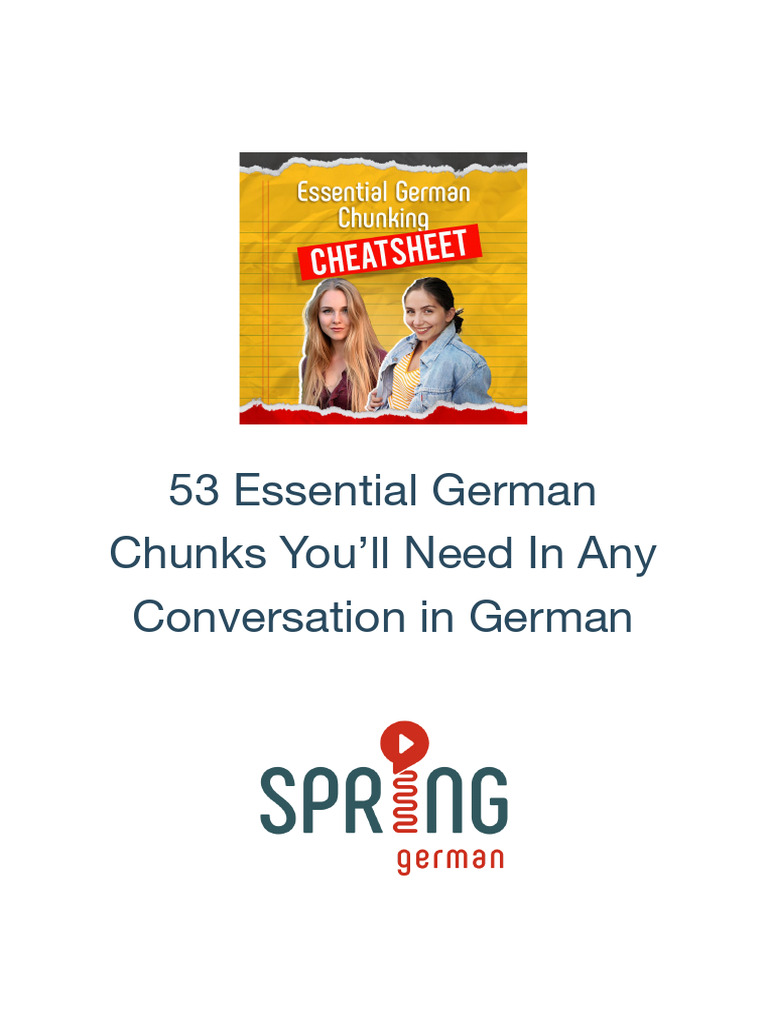 Essential German Chunks Cheat Sheet | PDF | German Language | Flashcard