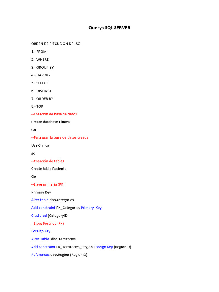Querys Sql Server Pdf Sql Software De Gestión De Datos