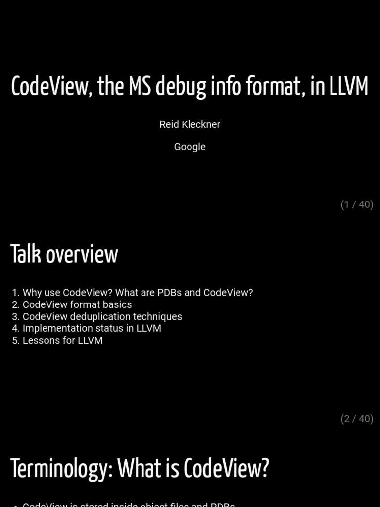 Kleckner CodeViewInLLVM | PDF | Computer Programming | Computer Data