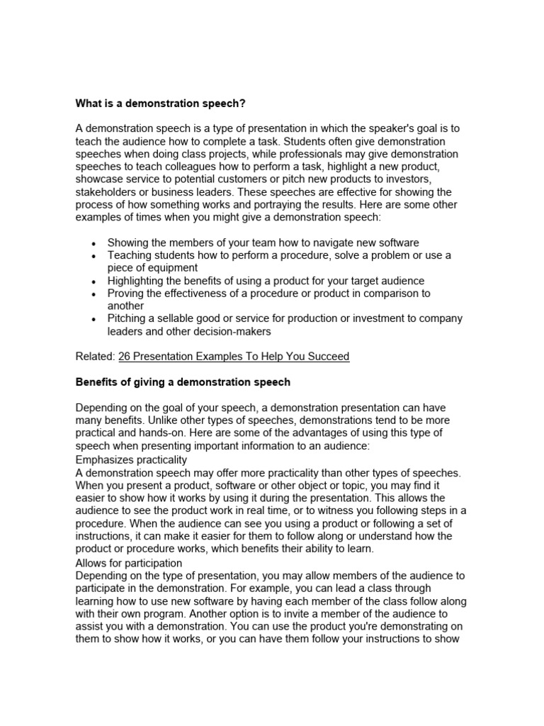 What Is A Demonstration Speech | PDF | Credibility | Behavior Modification