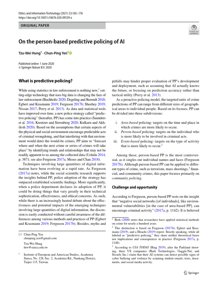 Predictive Policing | PDF | Artificial Intelligence | Intelligence (AI) & Semantics