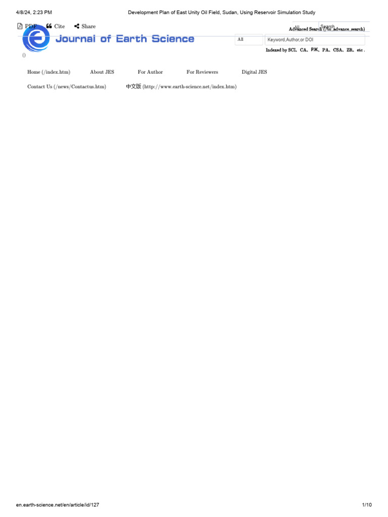Development Plan of East Unity Oil Field, Sudan, Using Reservoir ...