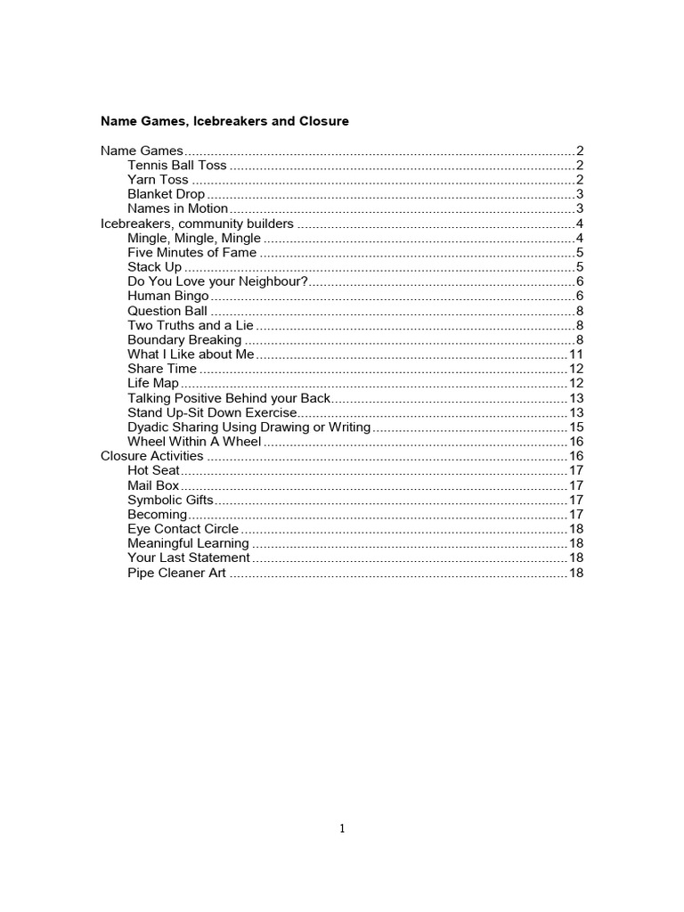 Icebreakers | Download Free PDF | Experience