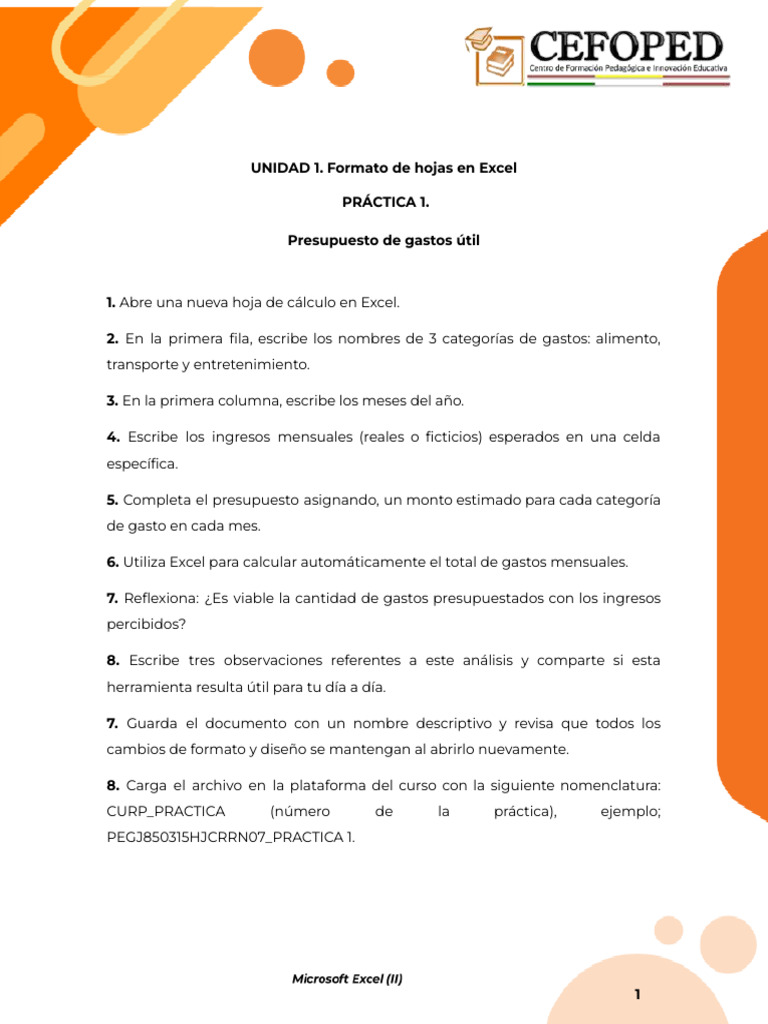Práctica 1_Microsoft Excel (II) | PDF | Microsoft Excel | Presupuesto