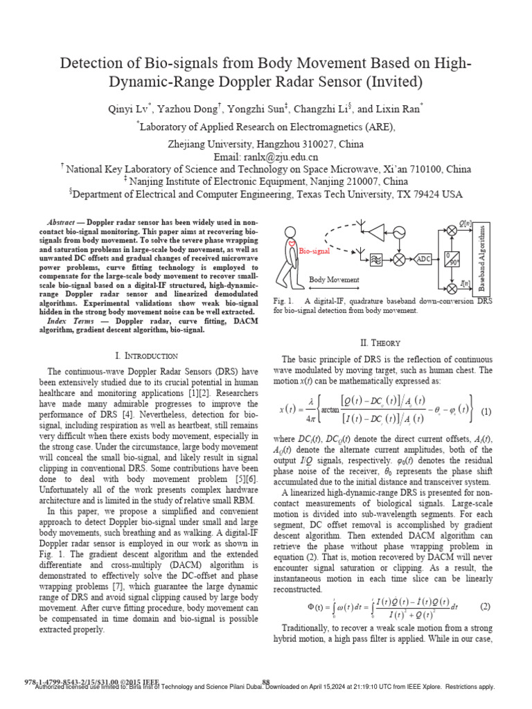 Detection of Bio-Signals From Body Movement Based On High-Dynamic-Range ...