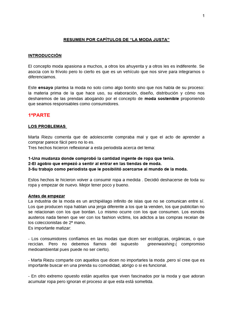 Resumen La Moda Justa | PDF | Moda | Textiles