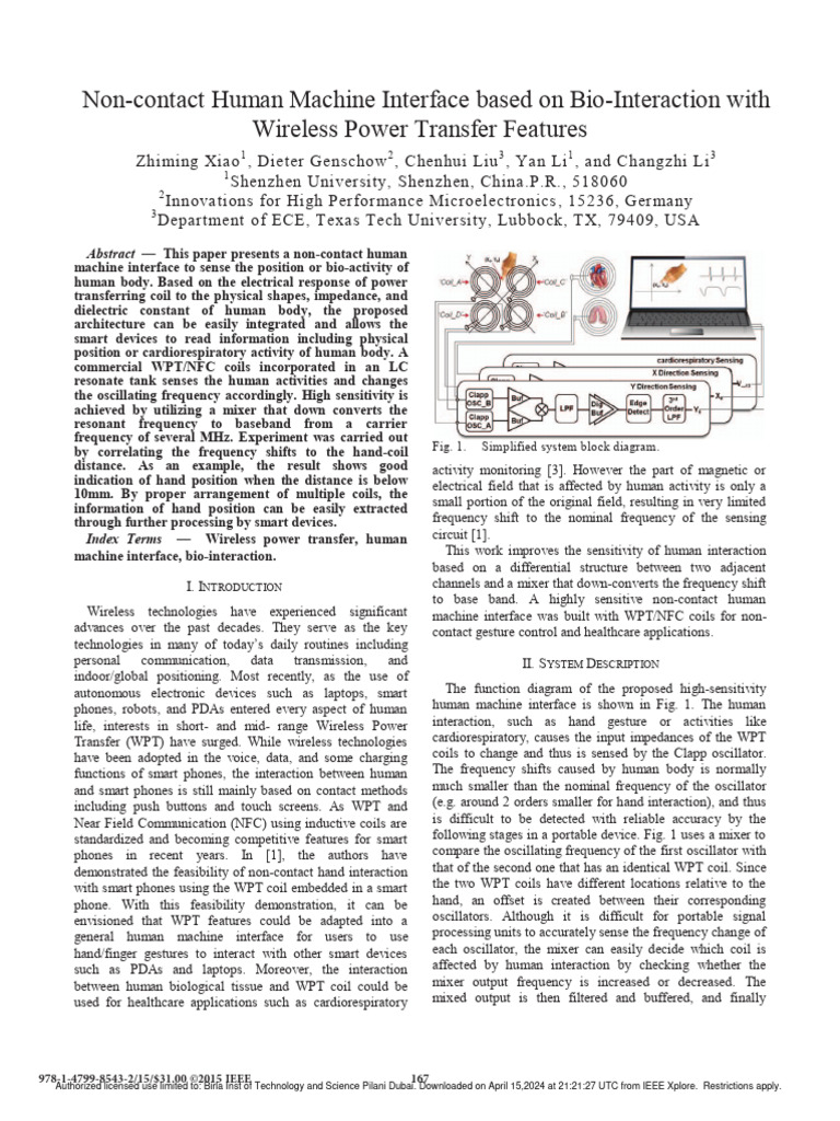 Non-Contact Human Machine Interface Based On Bio-Interaction With ...
