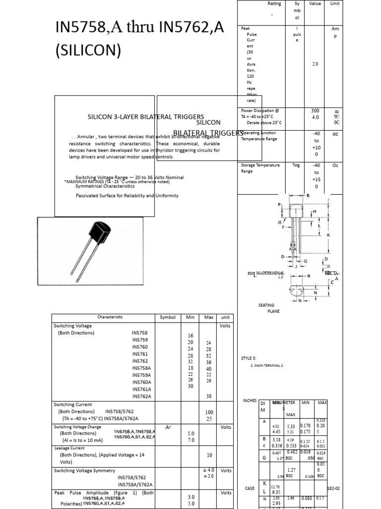 IN5758 Diode and Characteristics Overview | PDF | Volt | Voltage