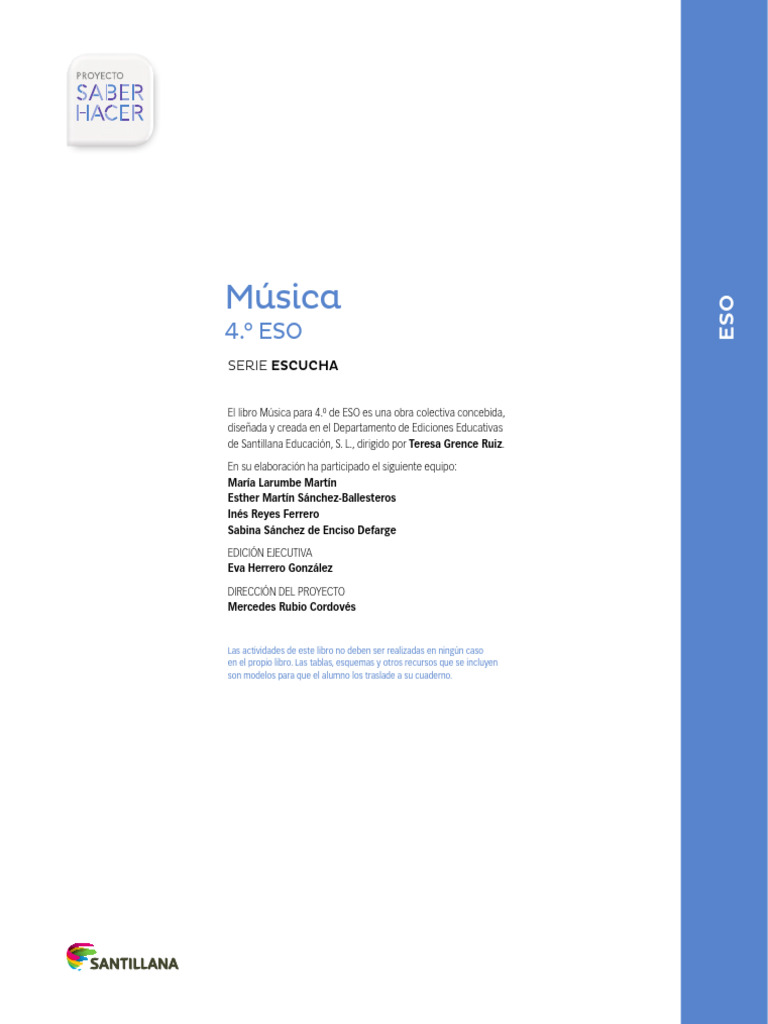 Música 4.º ESO - Santillana | PDF | Las artes escénicas | Musicología