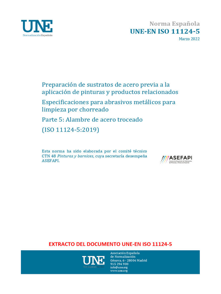 (EX)UNE-EN_ISO_11124-5=2022 | PDF | Acero | Abrasivo
