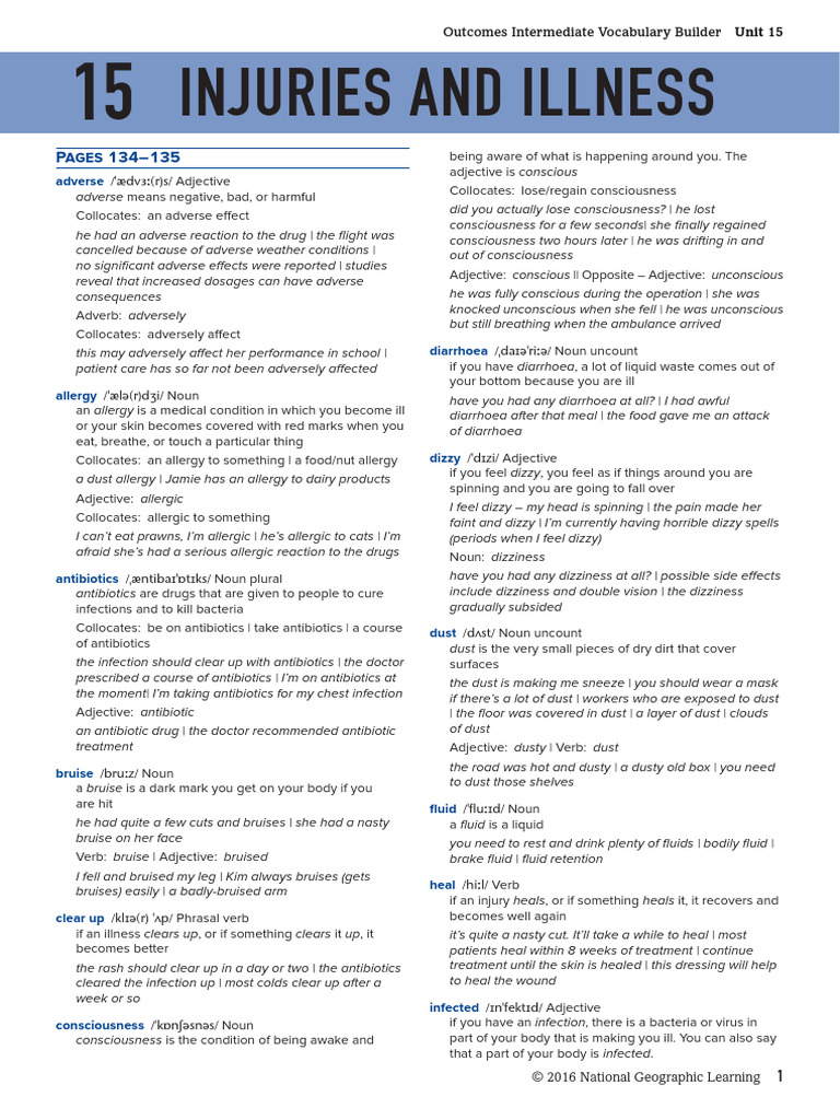 Outcomes Intermediate VocabBuilder Unit15 0 | PDF | Cure | Infection