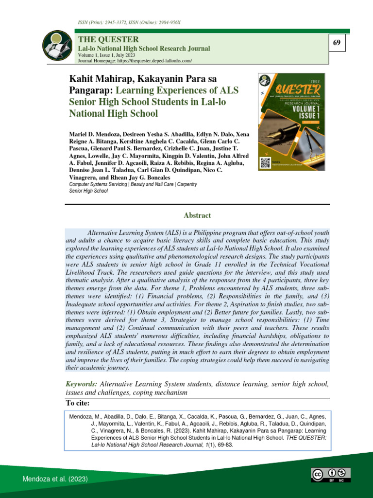 69 83 Mendoza Et Al. (2023) +v1 | PDF | Learning | Qualitative Research